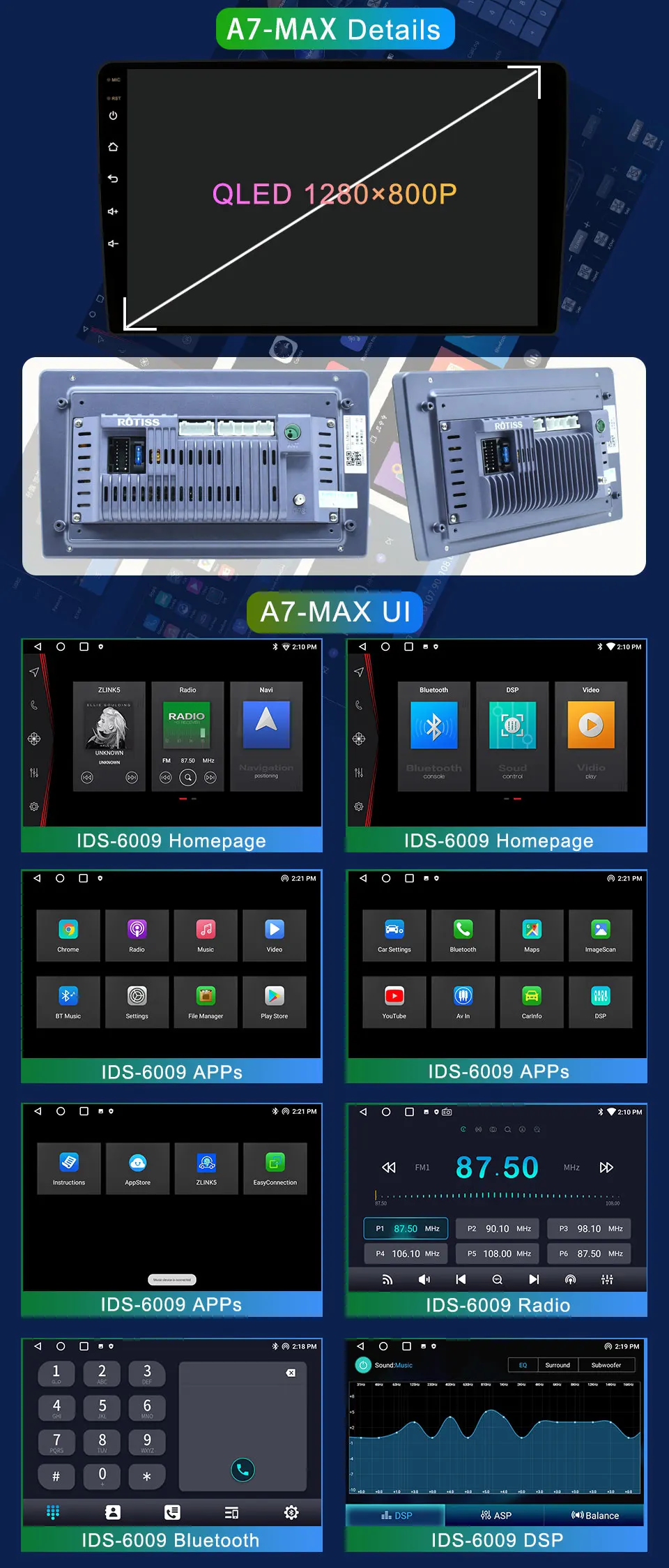Rotiss 8-ядерный Android автомобильный радиоприемник GPS Мультимедиа ...
