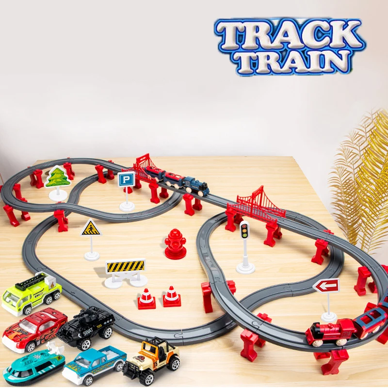 DIY-Rail-Car-Children-Toys-Puzzle-Assembled-Railway-Electric-Train ...