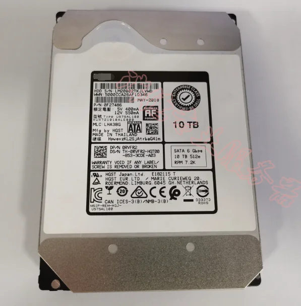 For Dell RVFR2 HUH721010ALE600 10TB SATA 7.2K server hard disk