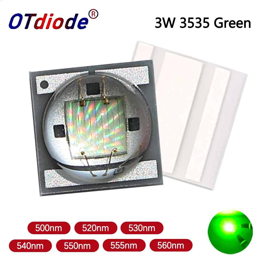 5 個のハイパワー 3 ワット LED 3535 緑色光 495/510/520/525/535/540/550/560/565nm 黄色 ...