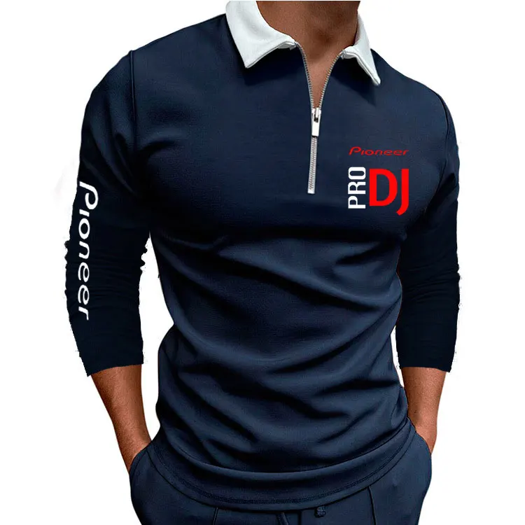 Pioneer-PRO-DJ-Polo-de-manga-larga-a-rayas-para-hombre-camiseta-con ...