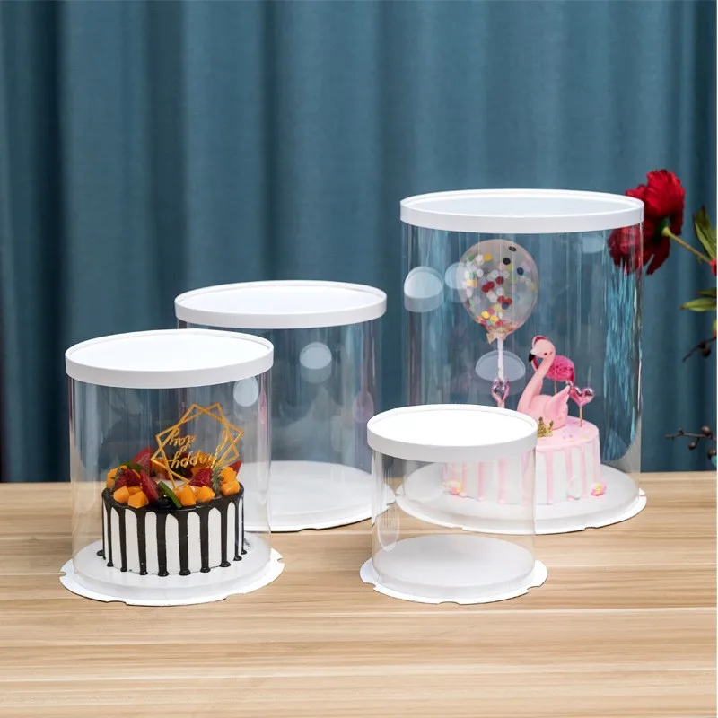 Round Cake Box Clear Transparent | Transparent Round Flower Box - Cake ...