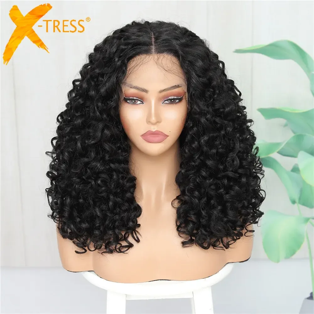 X-TRESS-Synthetic-Hair-Lace-Front-Wigs-For-Black-Women-Afro-Kinky-Curly ...