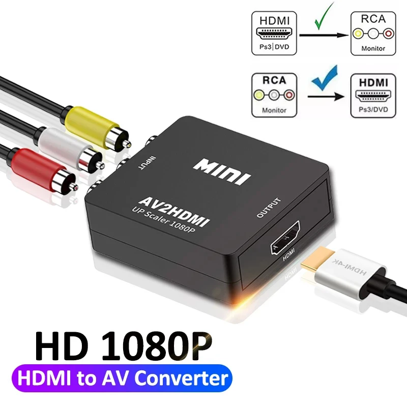 HDMI-compatible-To-RCA-AV-CVBS-Adapter-HD-Video-Converter-Box-HDMI-to ...