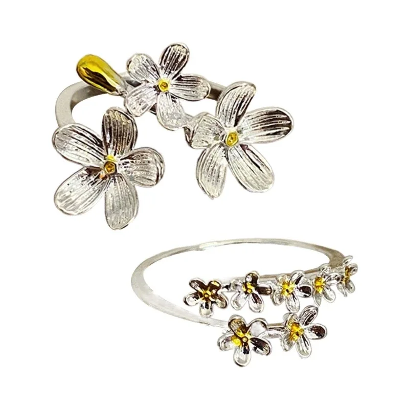 Flower-Cluster-Open-Rings-Vintage-White-Small-Flowers-Rings-Adjustable ...