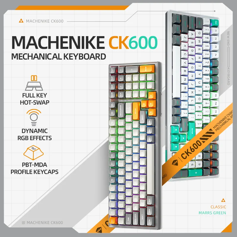 Teclado mecánico Machenike CK600, teclas inalámbricas de 100 teclas, intercambiador en caliente ...