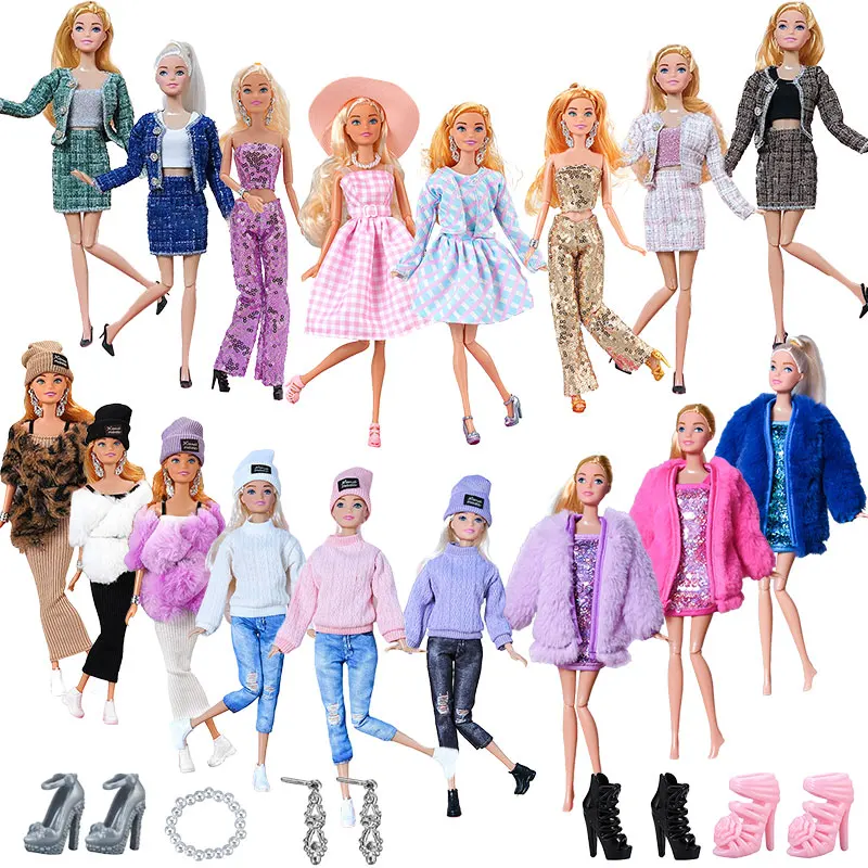 Barbies-Doll-Clothes-Doll-Dress-Fashion-Outfit-Sweaters-Plush-Coat-For ...