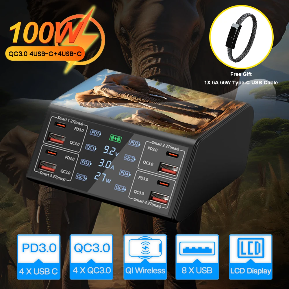 LED-Multi-USB-Charger-QI-Wireless-Charger-4-USB-A-Quick-Charge-4-USB-C ...