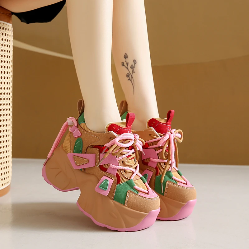 Women-Red-Casual-Sneakers-Comfortable-Platform-Wedges-Trainers-Trend ...