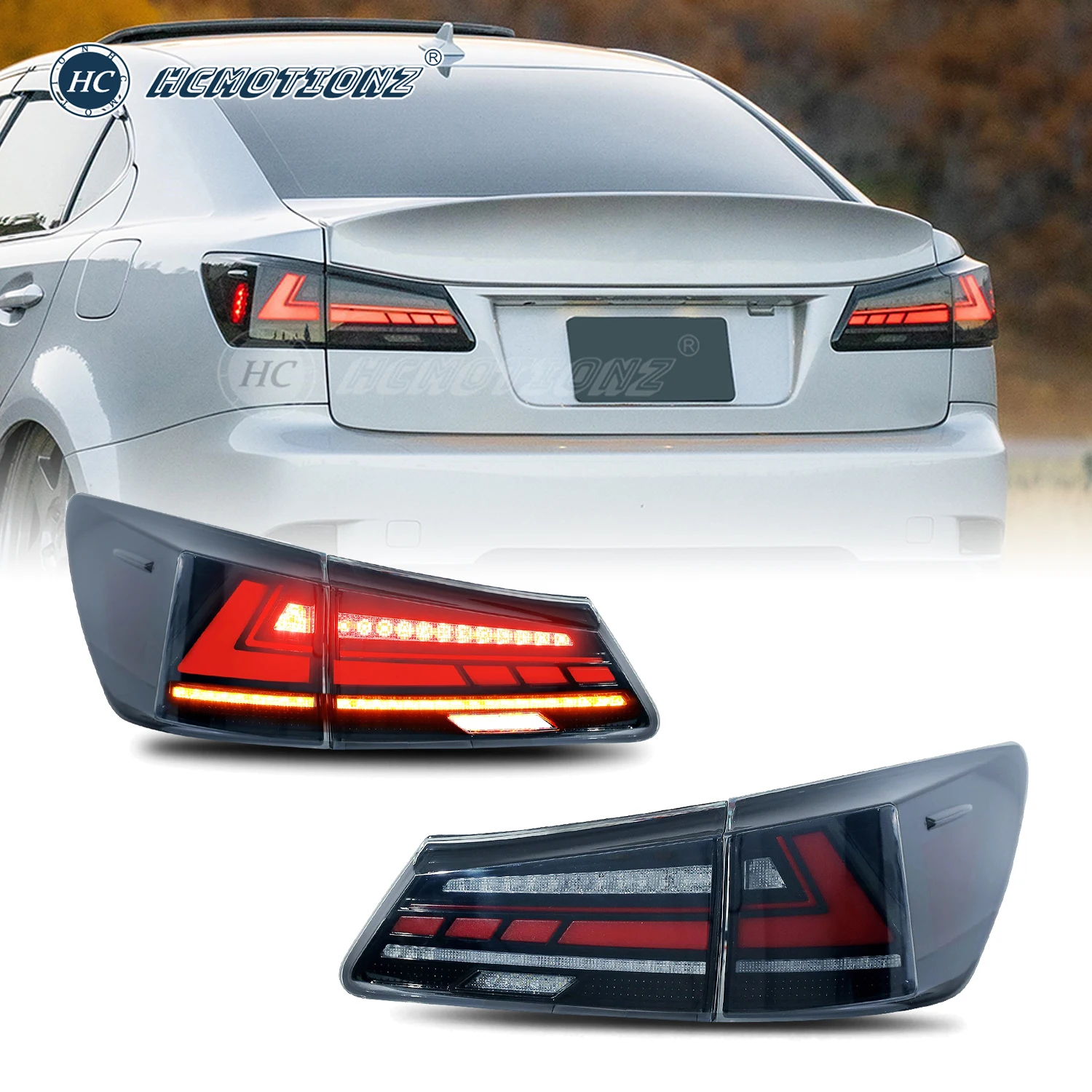 HCMOTIONZ LED Tail Lights for Lexus IS 2006-2012 DRL Start UP Animation ...