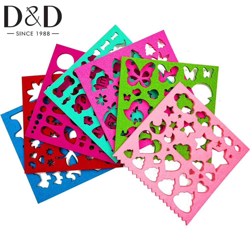 7pcs-Colorful-Multi-Shape-Lovely-Pattern-DIY-Felt-Template-Needle ...