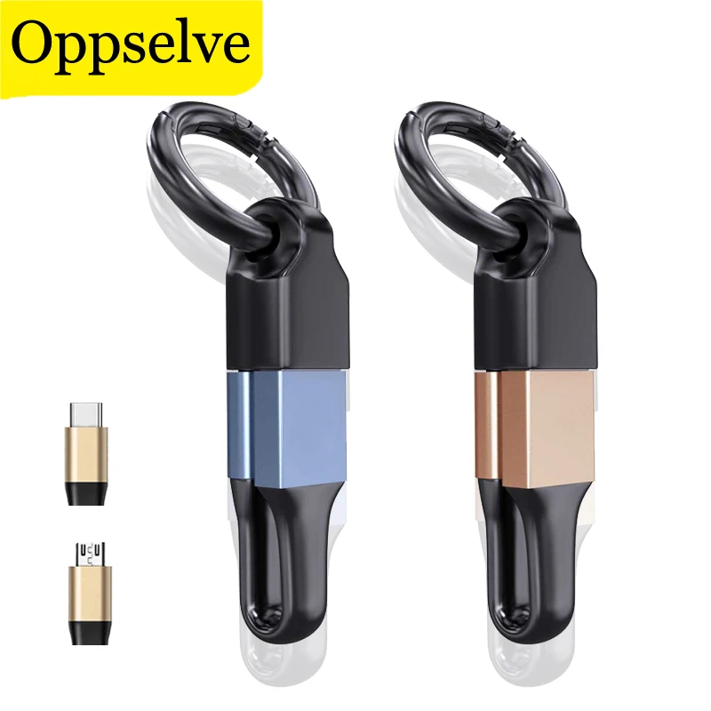 New-Mini-2-In-1-Keychain-Micro-USB-Type-C-Short-Cable-Data-Sync-Fast ...