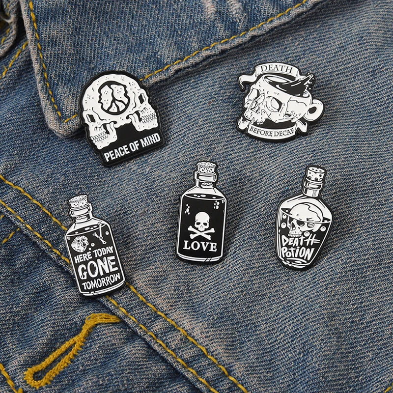 Death-Potions-Soaking-Skeleton-Enamel-Pins-Custom-Dark-Skull-Ghost ...