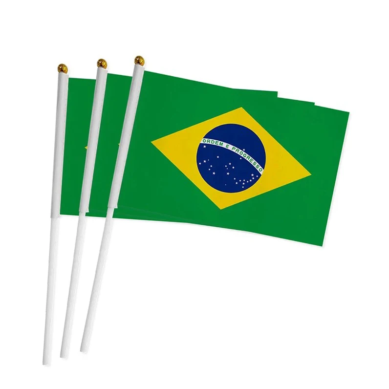 Brazil Hand Flag 14*21cm BR Brazil Brazilian National Handheld Waving ...