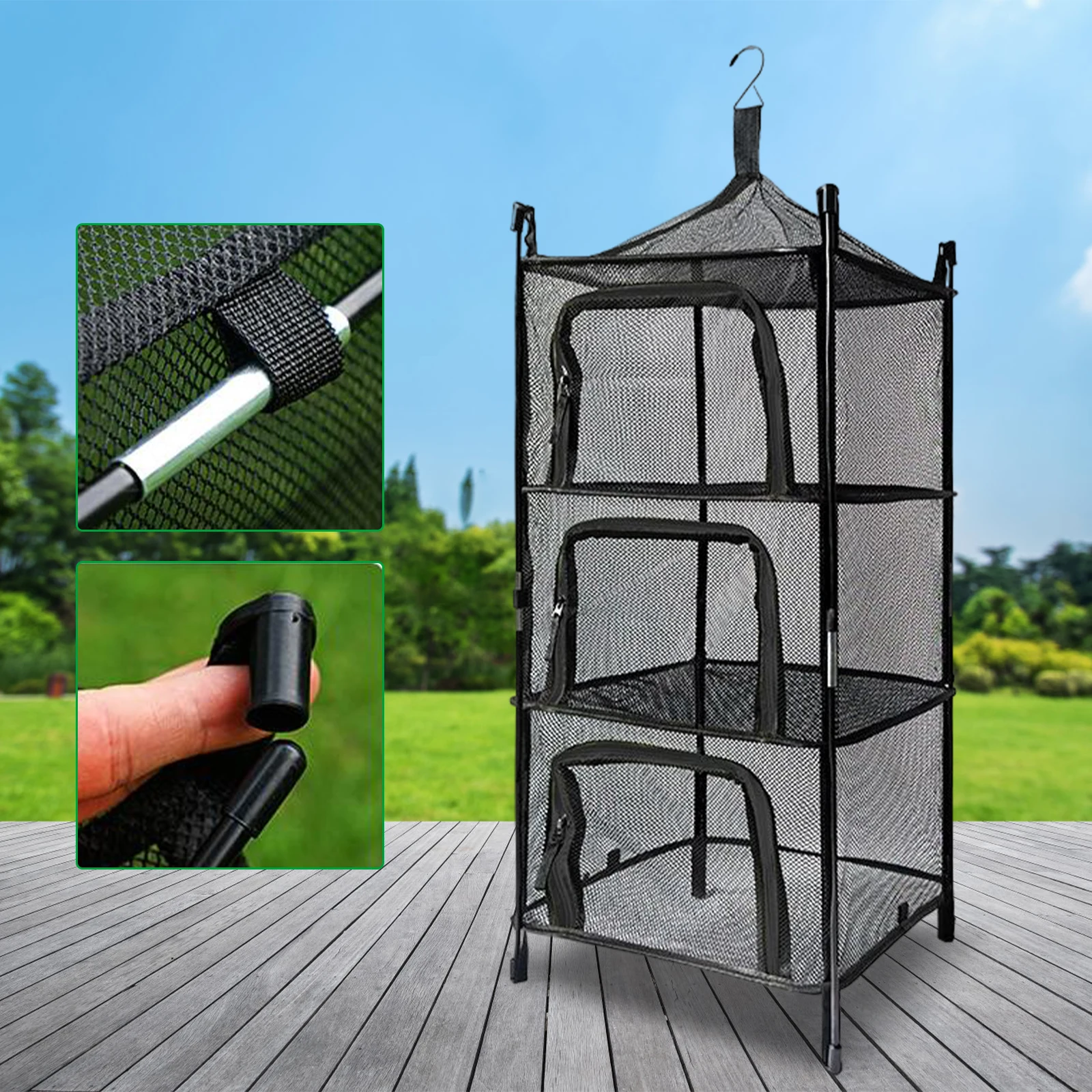 4-Layers-Foldable-Hanging-Mesh-Anti-insect-Drying-Storage-Net-Rack ...
