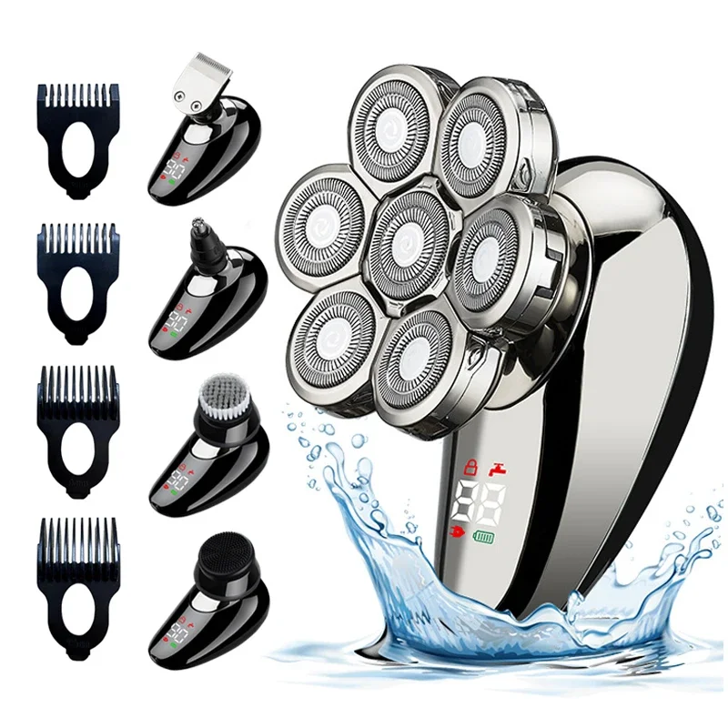 5 In 1 Electric Shaver For Men Bald Head Hair Clipper Nose Trimmer 7D ...