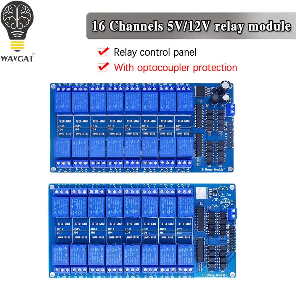 5V 12V 16 Channel Relay Module With Optocoupler Relay Output 1 2 4 6 8 ...