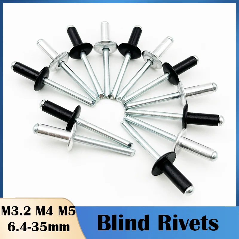 Aluminium-Steel-Large-Flange-Head-Black-Blind-Rivet-Large-Cap-Open-End ...