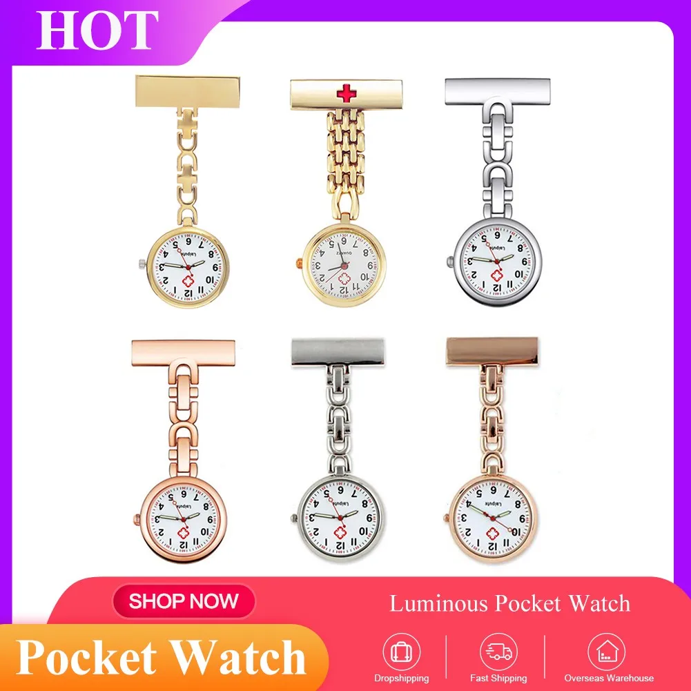Reloj-de-bolsillo-luminoso-para-enfermera-reloj-de-acero-inoxidable-con ...