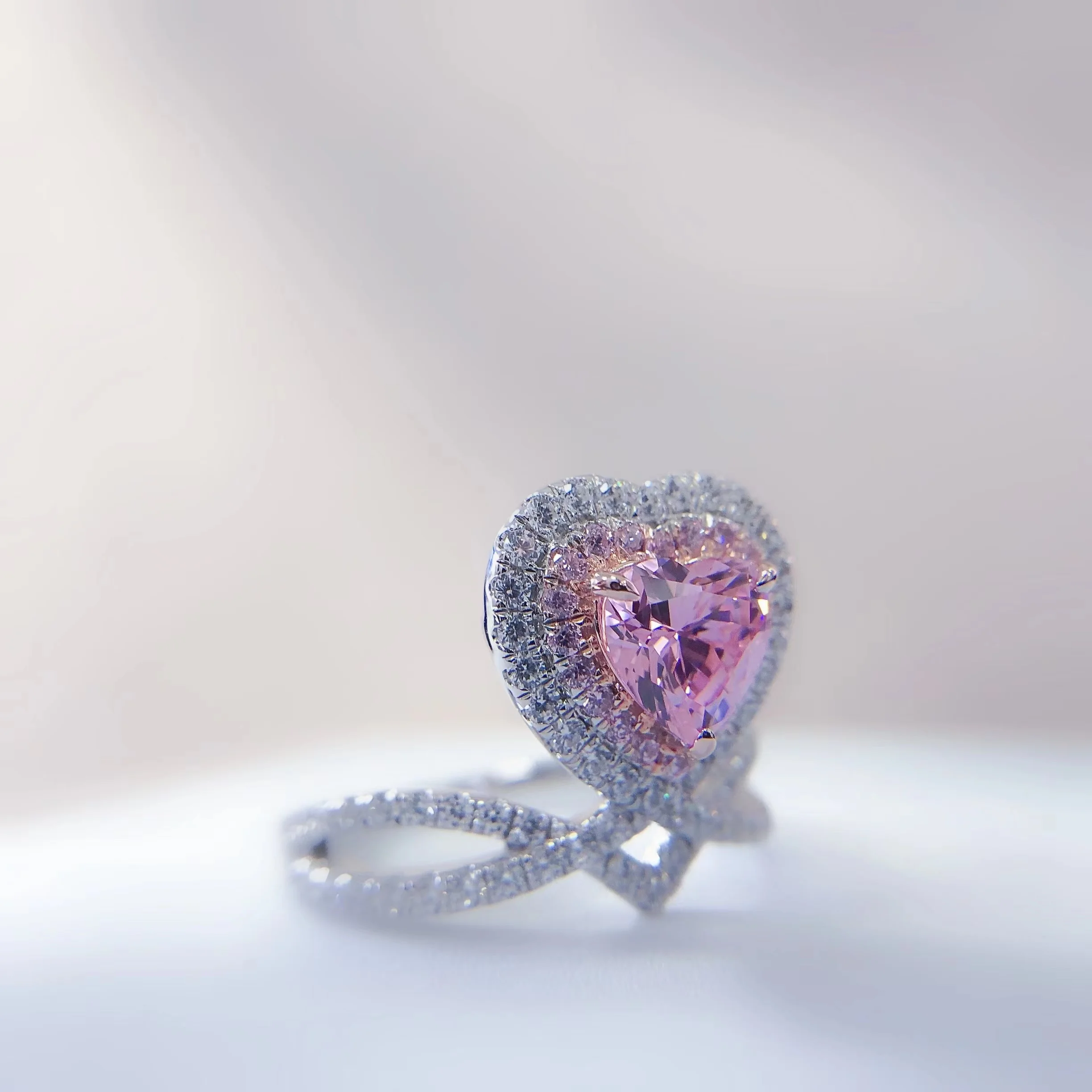 Solid-18K-AU750-White-Gold-Ring-1Ct-Heart-Shape-Light-Pink-Diamond ...