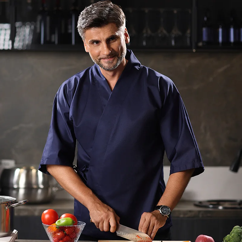 Sushi-Chef-Uniform-3-4-Sleeves-Chef-Restaurant-Jacket-Men-Women ...