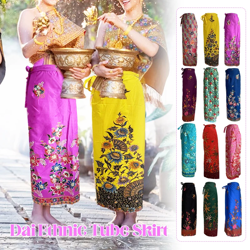 Women-Summer-Traditional-Dai-Long-Skirt-Ethnic-Thai-Clothes-Sarong ...