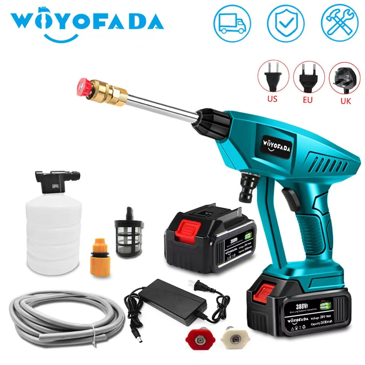 30bar Cordless High Pressure Washer Spray Water Gun Car Wash Pressure ...