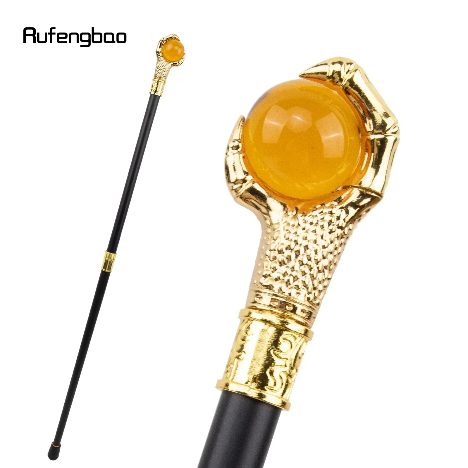 Dragon Claw Grasp Orange Glass Ball Golden Walking Cane Fashion ...