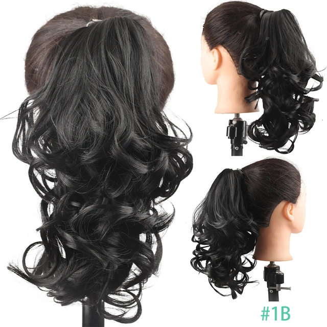 Synthetic Claw Clip In Short Ponytail Curly Pony Tail Clip-on hair ...