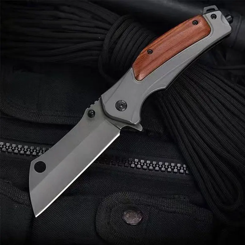 Outdoor-Camping-Folding-Knife-Gray-Titanium-Steel-Portable-Folding ...