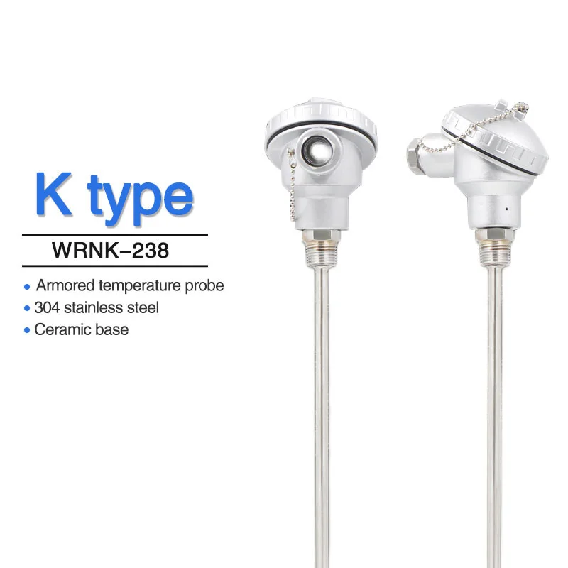 Armored Stainless Steel K type Furnace Thermocouple WRNK 238 High Temperature Temperature Probe ...