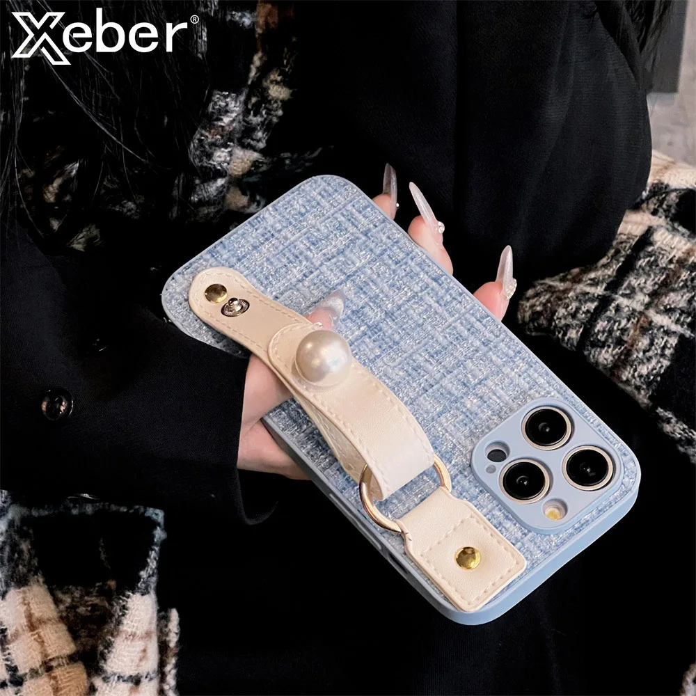 Soft-Leather-Wrist-Strap-Stand-Woven-Phone-Case-For-iPhone-15-11-13-12 ...