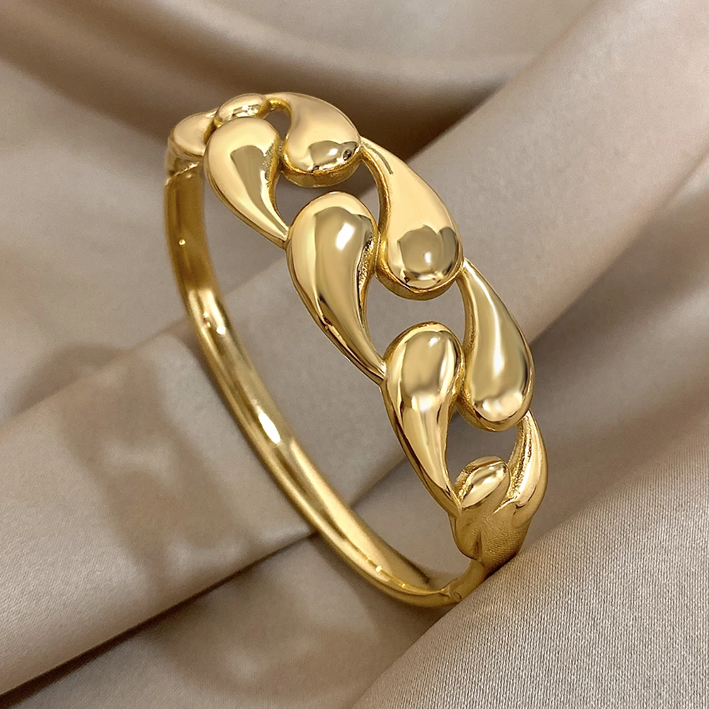 316L Stainless Steel Chunky Chain Open Bracelet Bangle Punk Metal ...