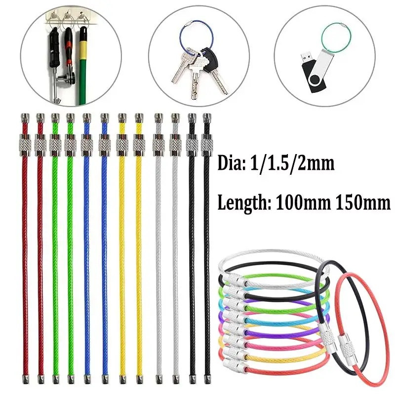 10pcs-Multi-Color-Stainless-Wire-Keychain-key-keyring-loop-circle-hangs ...