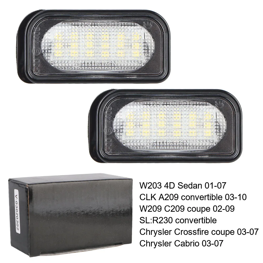 Assembly-2pcs-Waterproof-for-Benz-W203-Number-Plate-Lamp-12V-LED-White ...