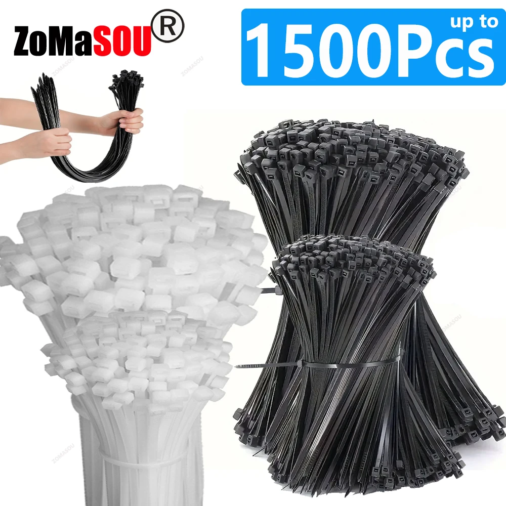 100-1500Pcs-Self-locking-Plastic-Nylon-Tie-Black-white-Zip-Wraps-Strap ...