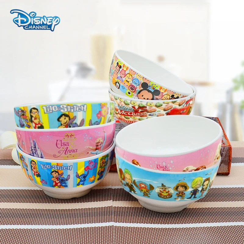 Disney Stitch Mickey Tableware Rice Bowl Baby Cartoon Frozen Elsa Fruit ...