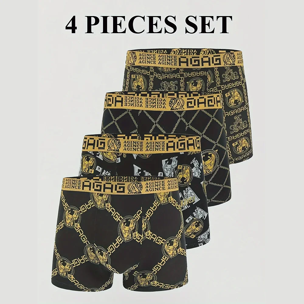 4pcs Luxury Men's Boxer Briefs High Stretch Fabric Breathable ...