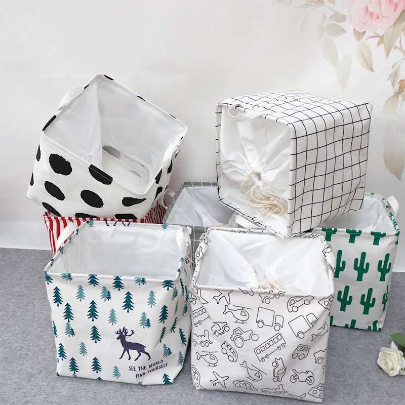 Square Clothes Storage Basket Fabric Organizer Box Home Use Cotton ...