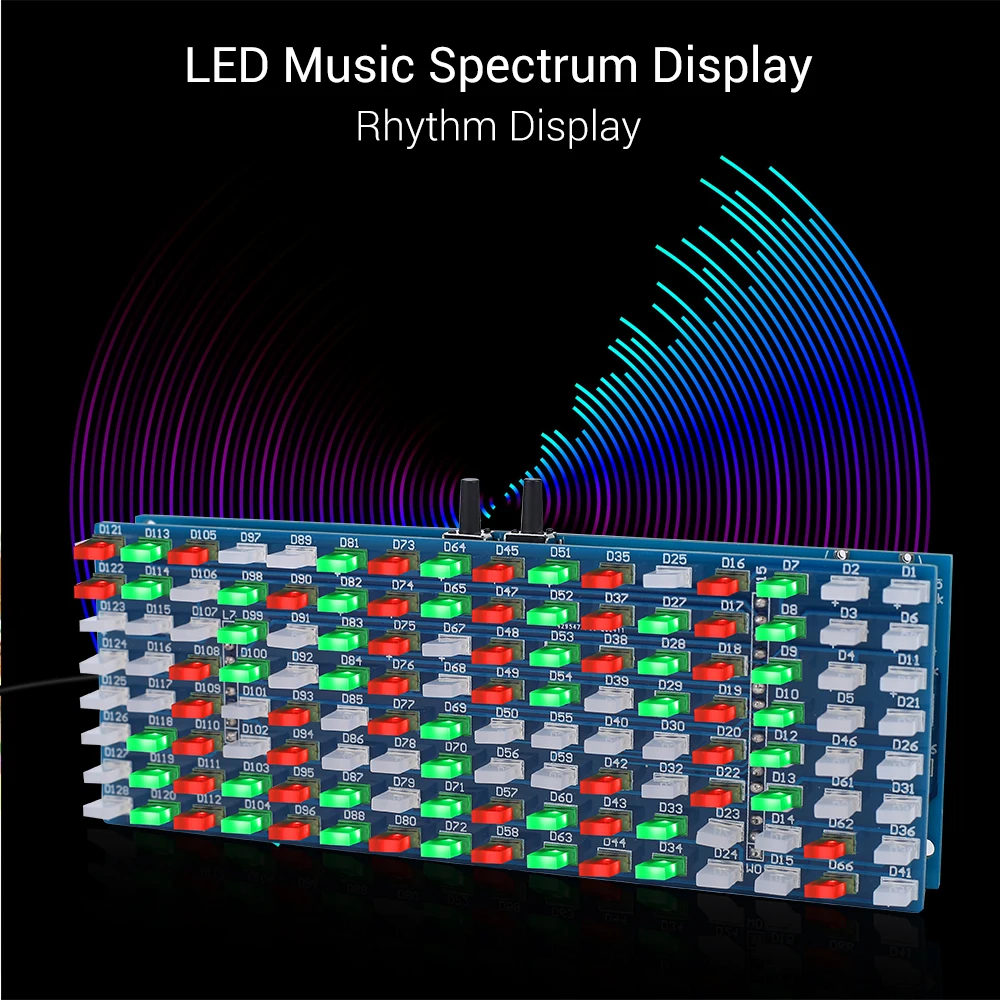 LED Music Spectrum Display DIY Kits LED Flashing Audio Level Indicator ...