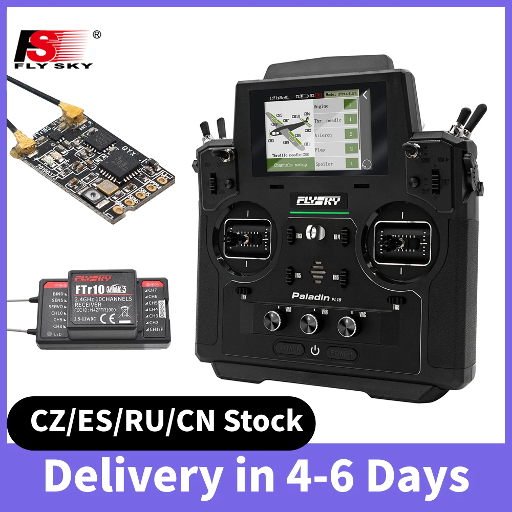 Original Flysky Paladin Pl18 2.4g 18ch Radio Transmitter With Fs-ftr10 ...