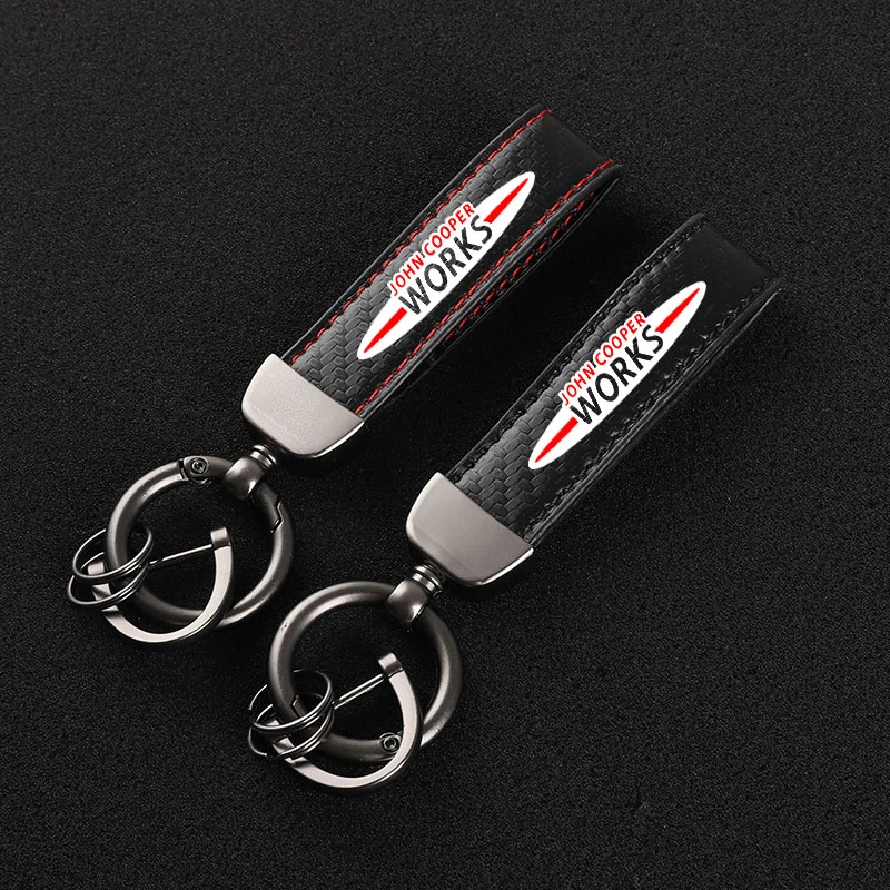 High-grade Leather Car Keychain 360 Degree Rotating Horseshoe Key Rings ...