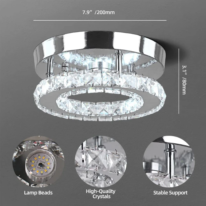Led K9 Crystal Ceiling Lamp Bedroom Kitchen Cricle Ceiling Chandelier ...