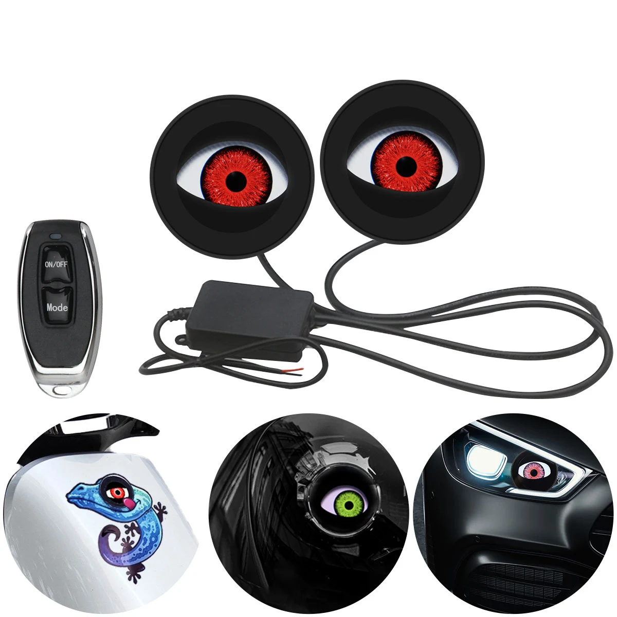 12V Dynamic Devil Eyes LED Motorcycle Lights with Remote Control ...
