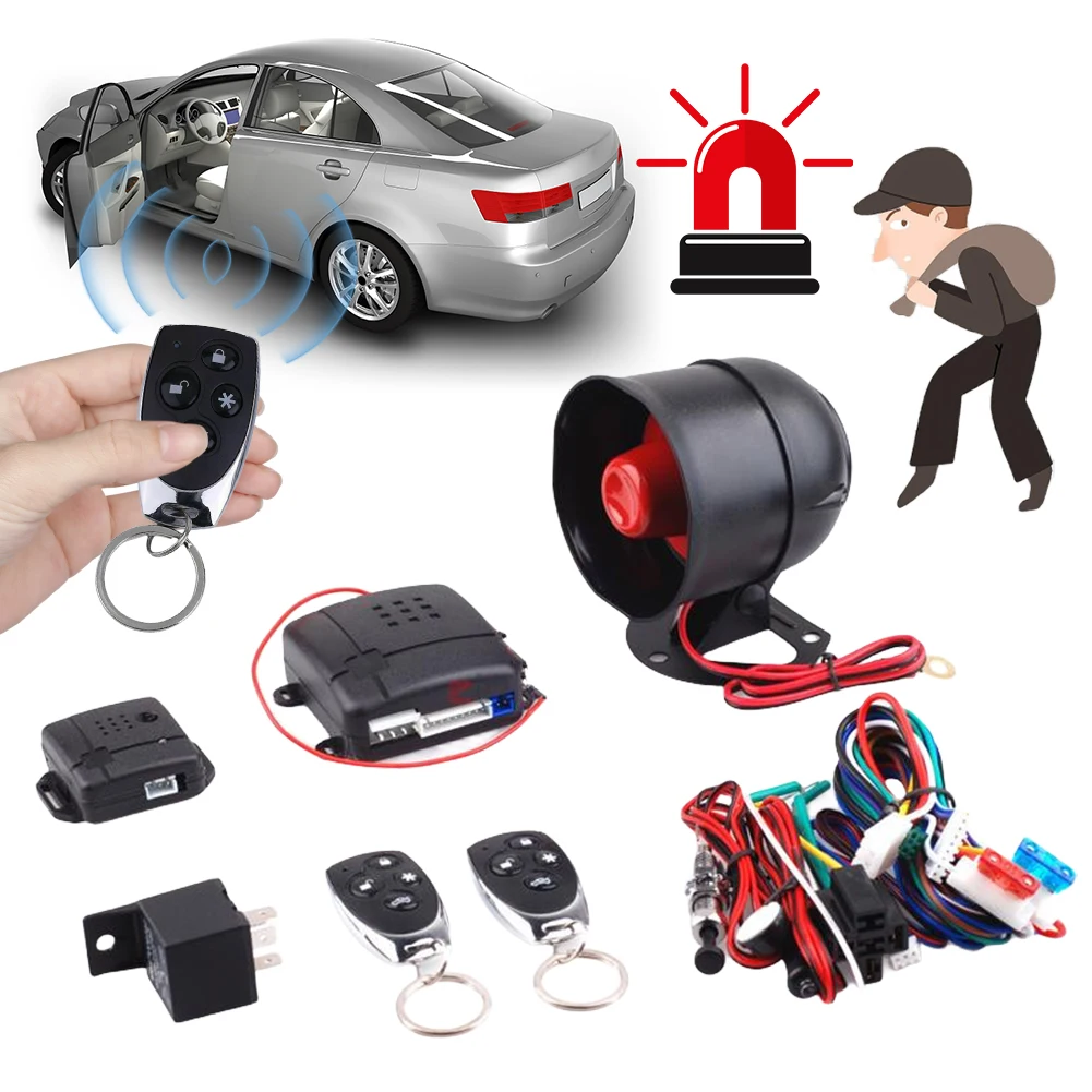 Universal Car Auto Burglar Alarm Protection with Siren and Wiring ...