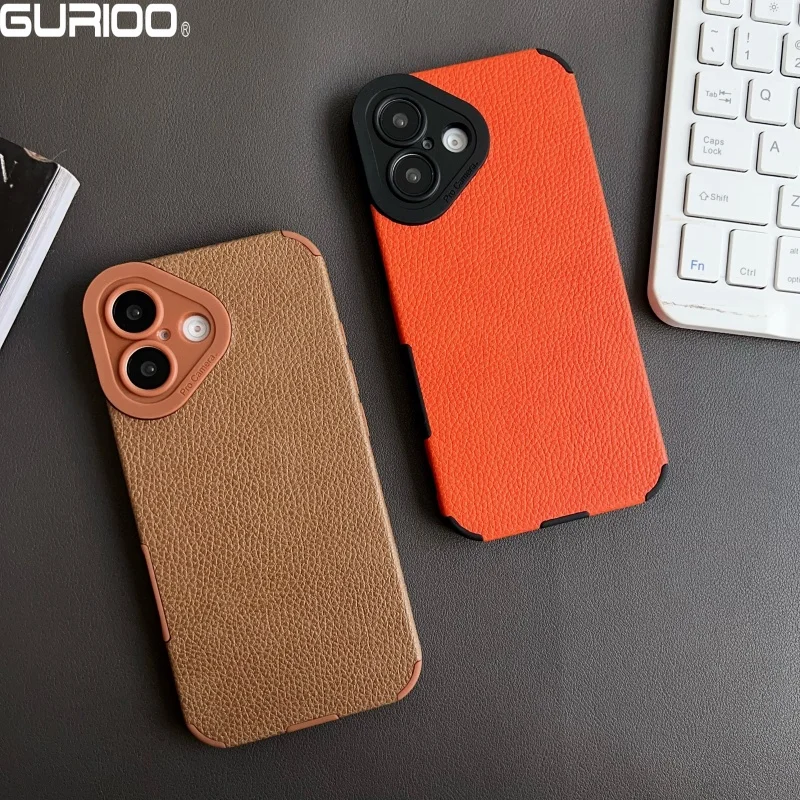 Retro-Dual-Color-Leather-Texture-Case-For-iPhone-16-15-14-13-12-11-Pro ...