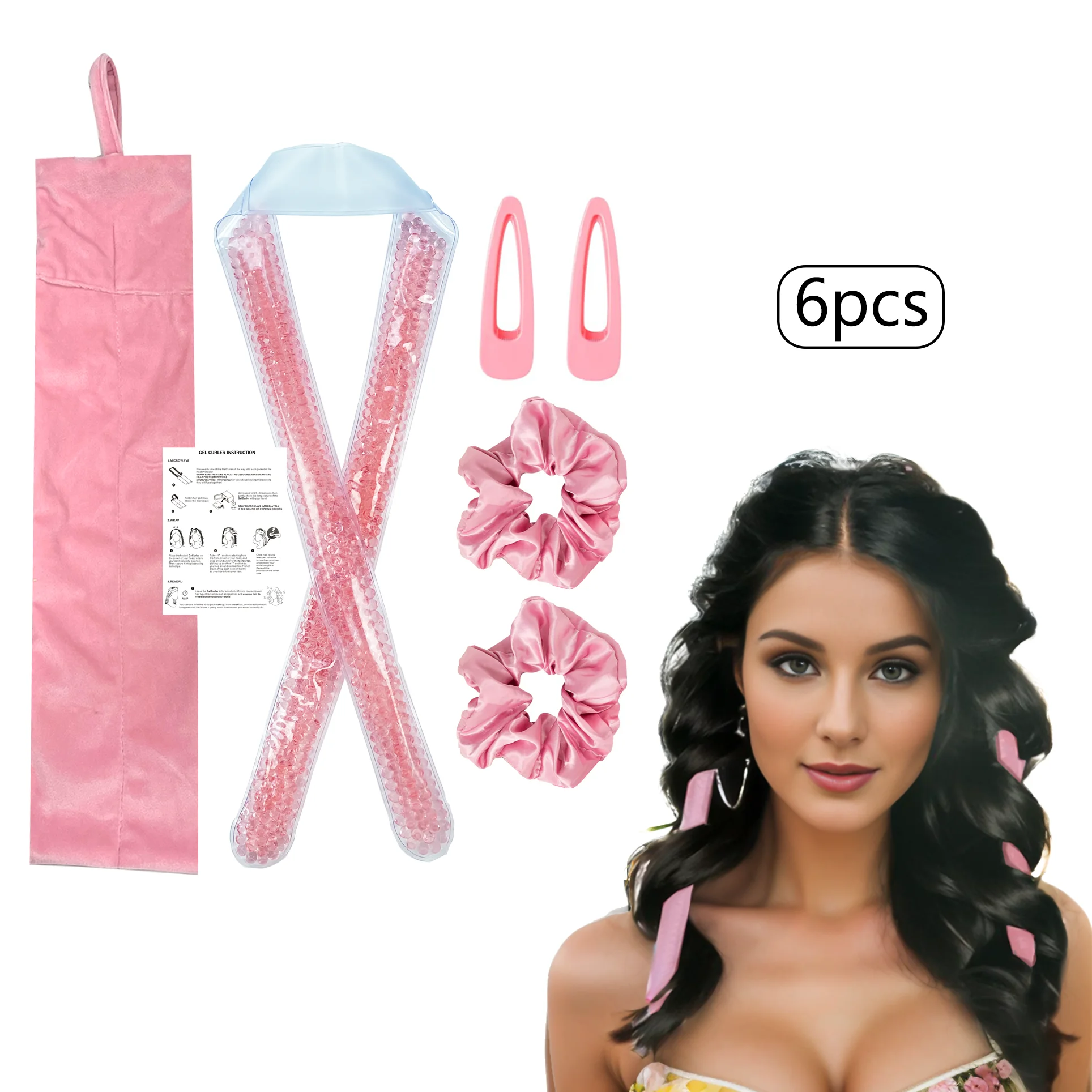 6Pcs-TPU-Beads-Low-Heat-Gel-Curler-Soft-Heatless-Curling-Headband-Stick ...