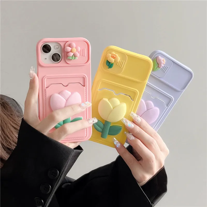 3D-Cute-Cartoons-Flower-Camellia-Wallet-Card-Slot-Soft-Case-For-iPhone ...