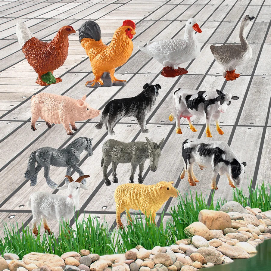 12pcs-Realistic-Animal-Figurines-Simulated-Poultry-Duck-Goose-Dog-Hen ...