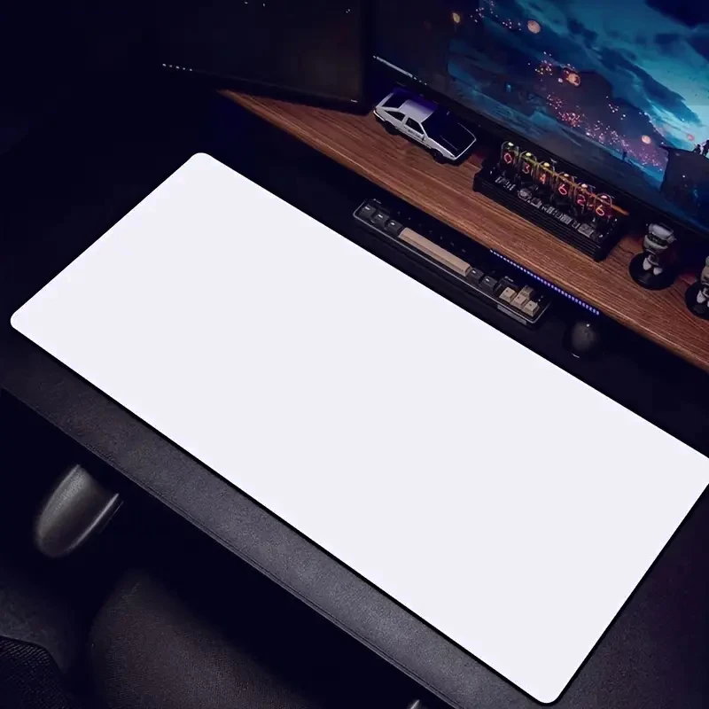 White Mouse Pad Gaming Accessory XXL Stitched Edges Long Deskmats HD ...